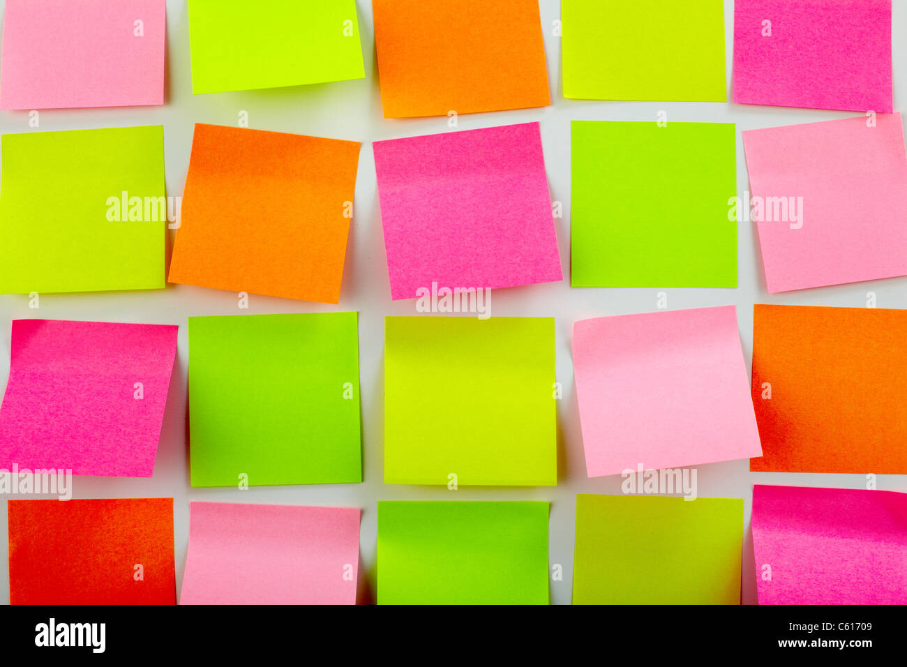 Image of colorful note papers stuck in several rows Stock Photo - Alamy