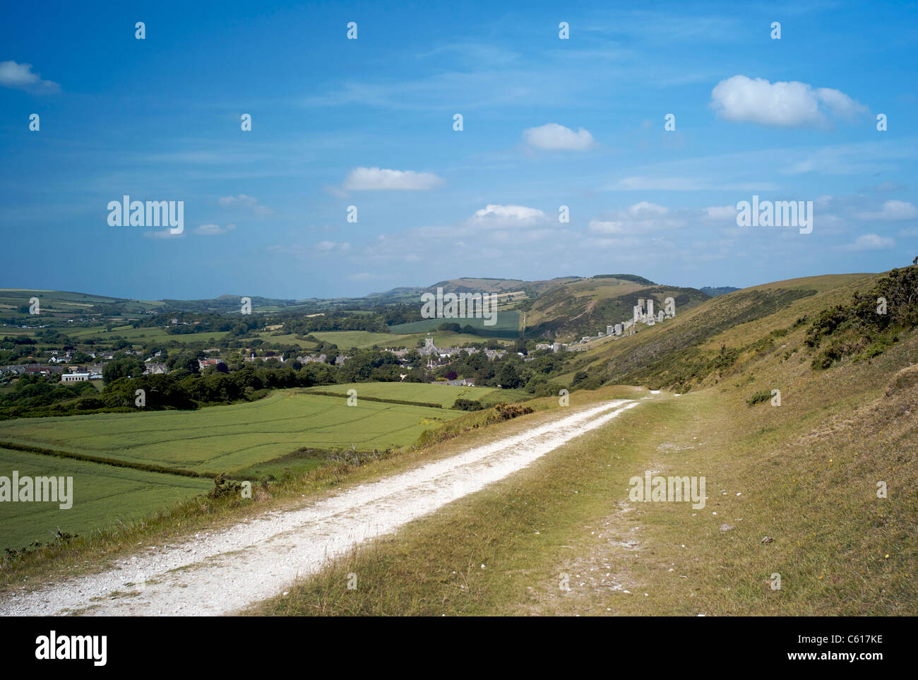 The Purbeck Way and Corfe Castle, Dorset, UK Stock Photo - Alamy
