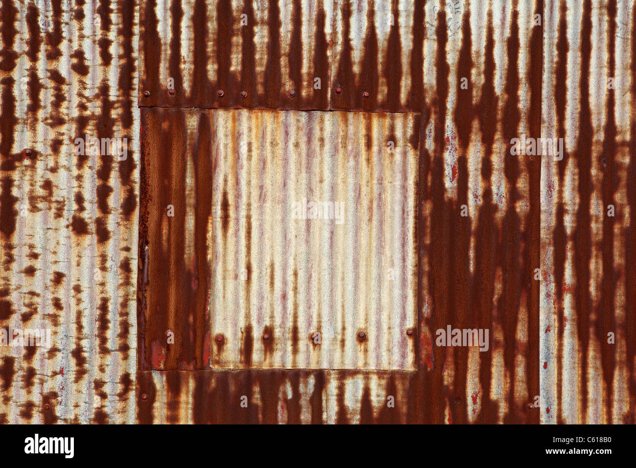 Rusty corrugated iron shed wall. New Zealand, Australasia Stock Photo ...