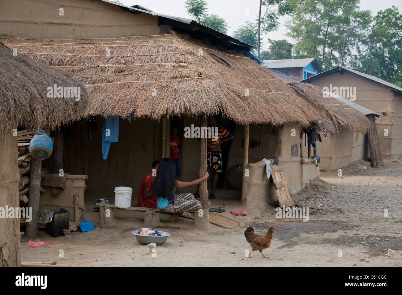 Nepal tharu house hi-res stock photography and images - Alamy