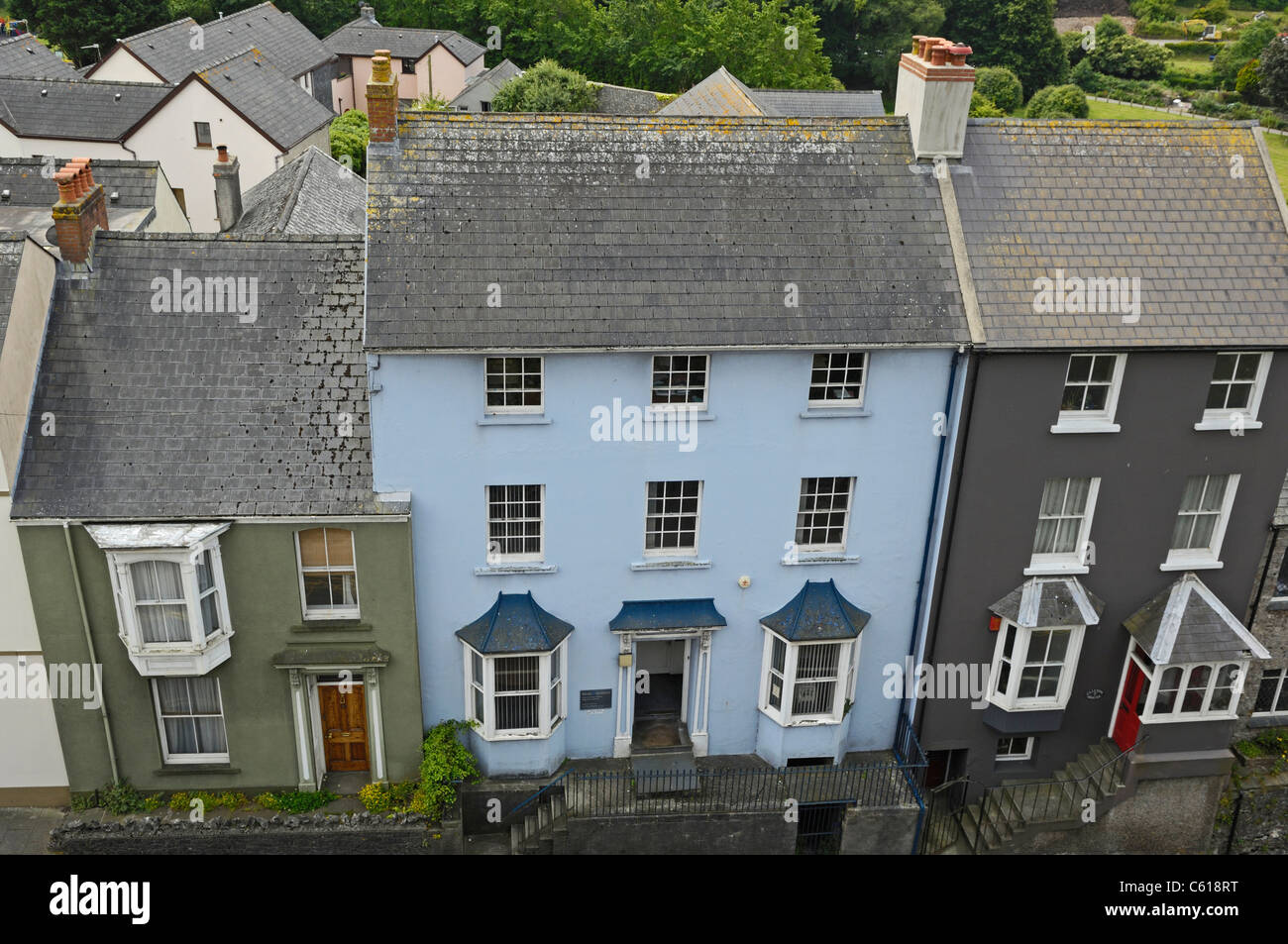 Pastel coloured Georgian or Victorian multi-storey buildings with ...
