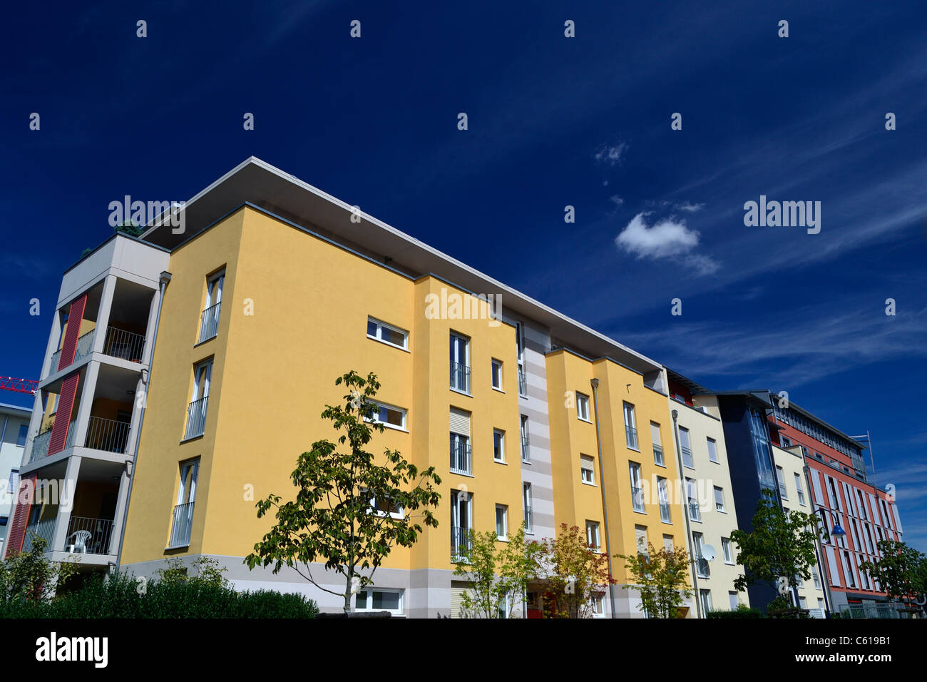 Modern building in Rieselfeld, Freiburg Stock Photo - Alamy