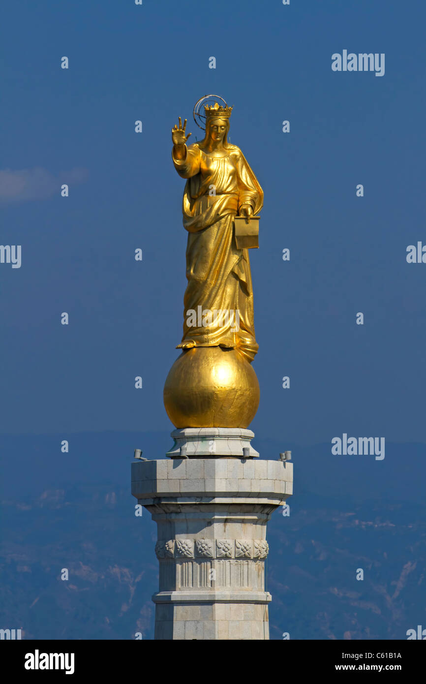 Messina Sicily Italy harbor entrance with statue and memorial. Stele of ...