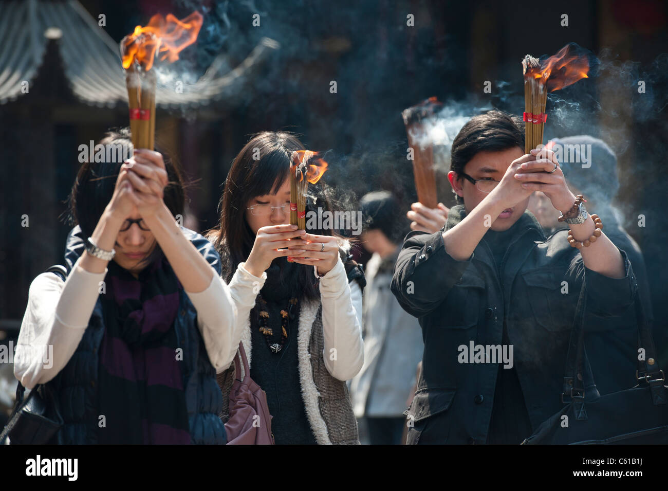 Buddhist Followers Praying in the Jade Buddha Temple, Shanghai, China ...