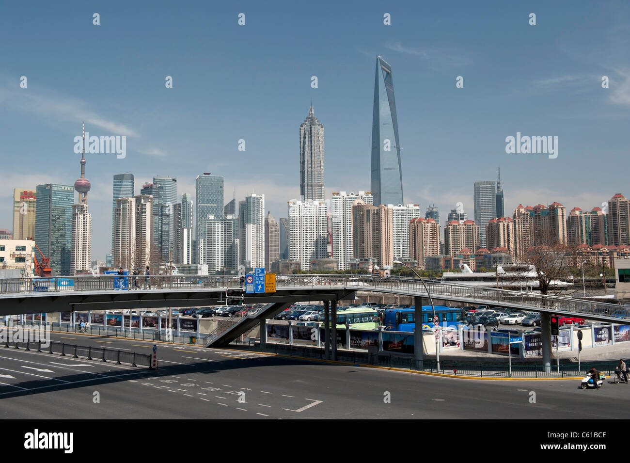 View of Pudong Shanghai CBD Central Business District Skyline from The ...