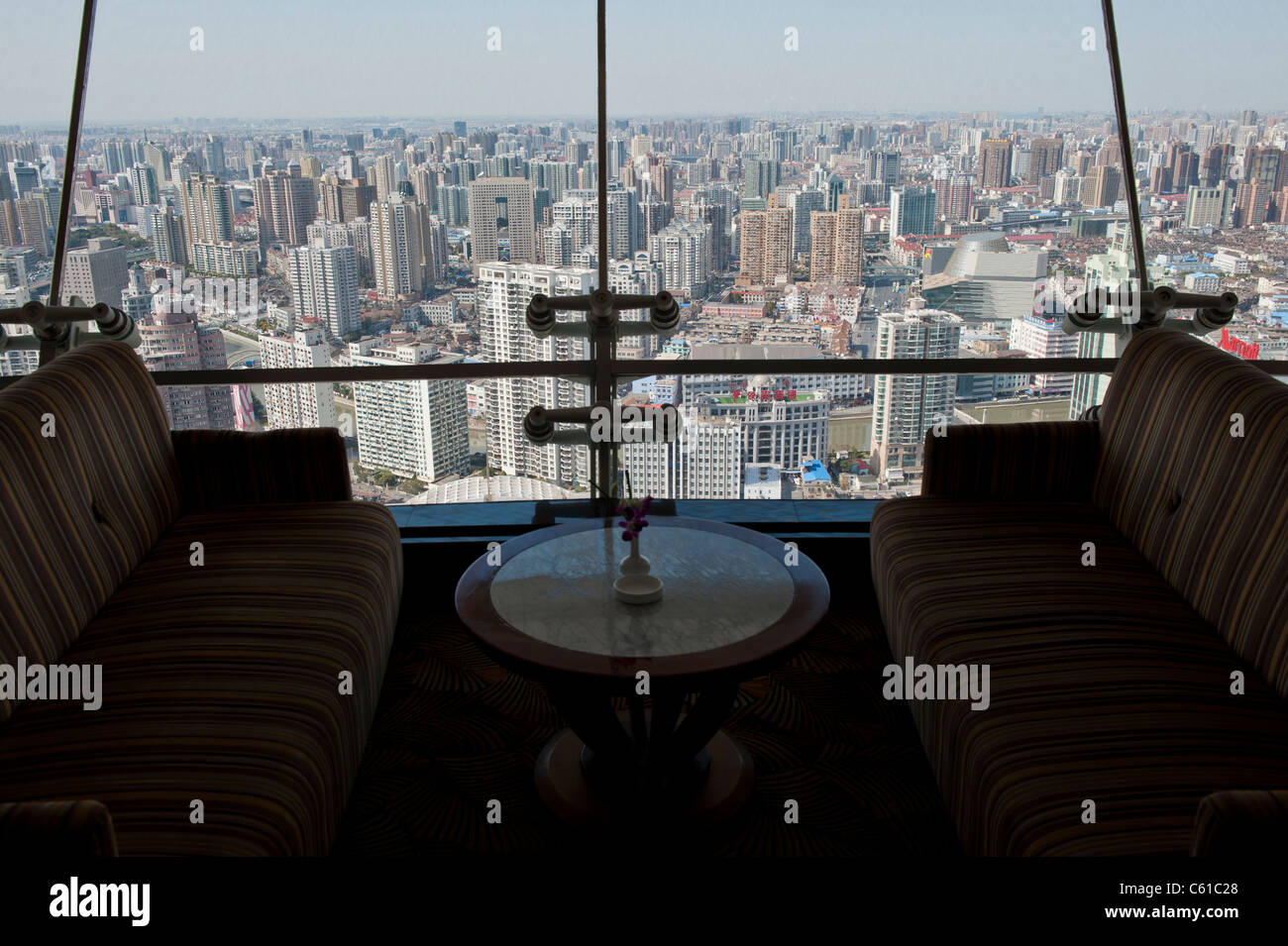 Aerial View of Shanghai Skyline from The Radisson Hotel Revolving ...