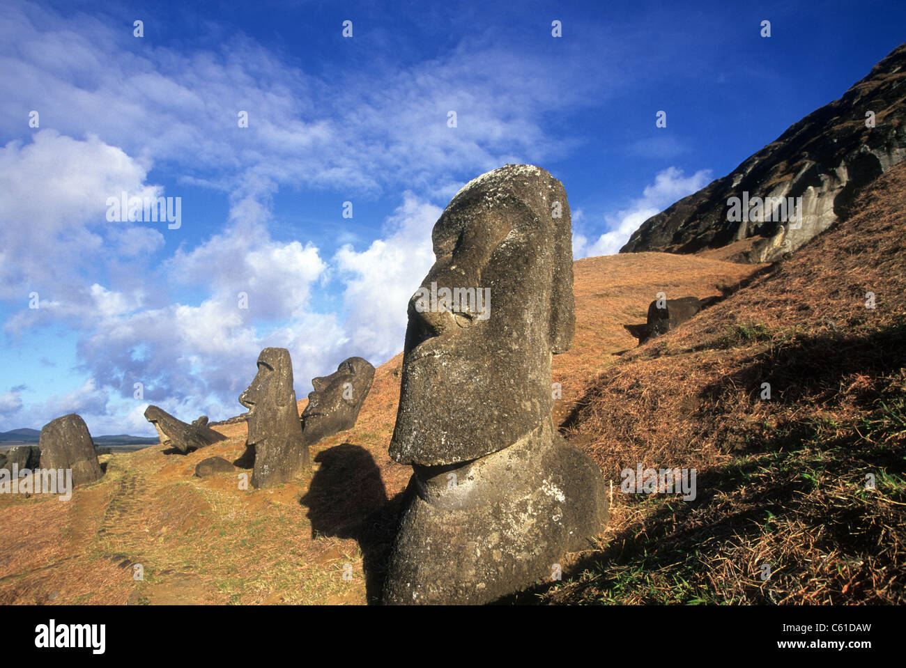 Rano Raraku, Moai (statue) quarry, Easter Island, Rapa Nui, Chile Stock ...