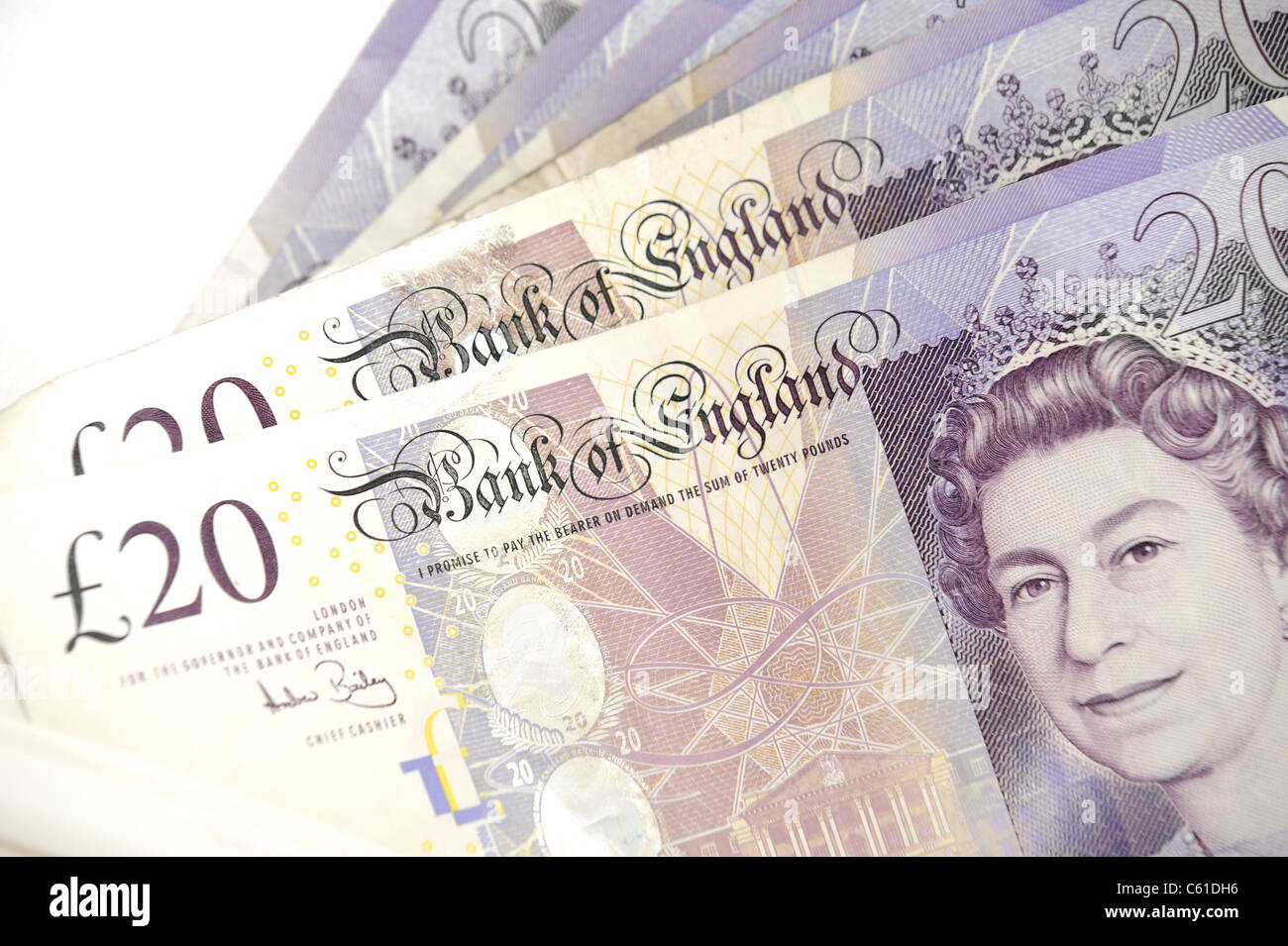 English twenty pound banknote showing queens head england uk Stock ...