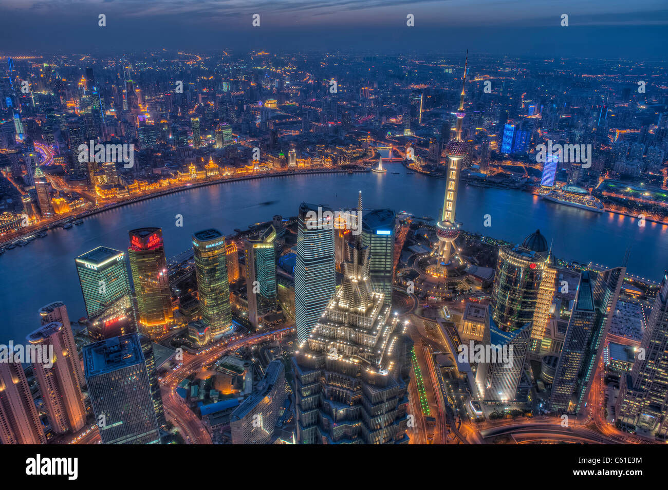 Shanghai world financial center aerial hi-res stock photography and ...