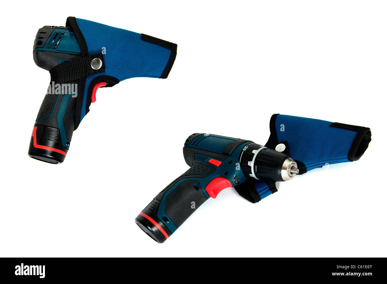 Cordless power tools in a case, isolated on a white background Stock ...