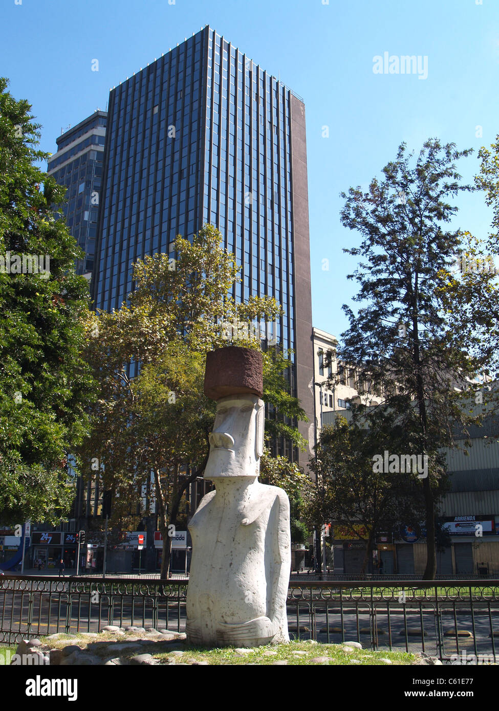 Easter Island moai replica, Santiago,Chile Stock Photo - Alamy