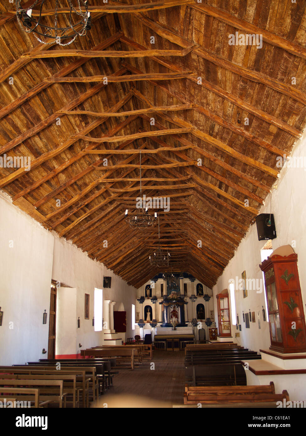 Interior of Iglesia San Pedro,San Pedro de Atacama,Chile Stock Photo ...