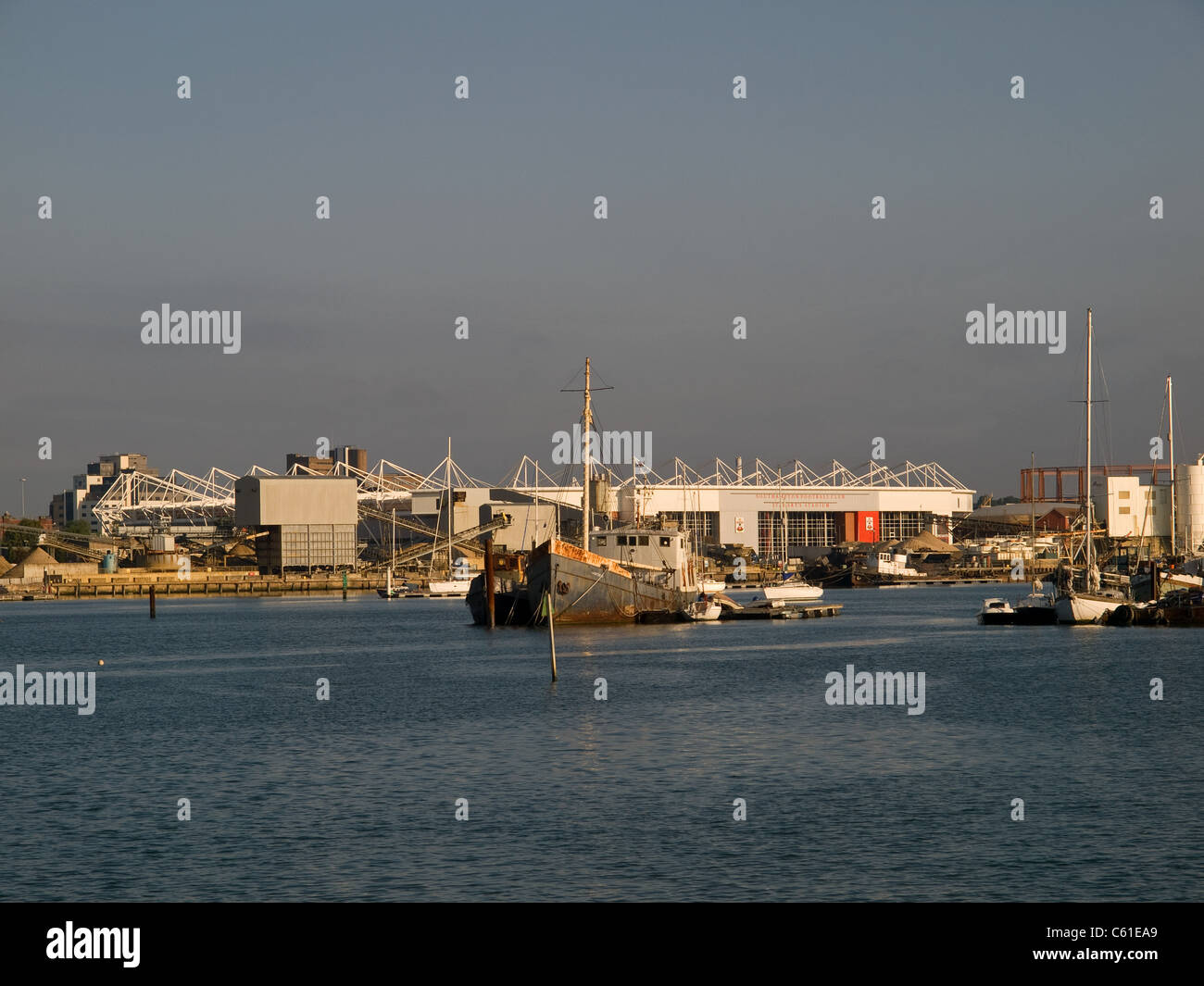 View of Southampton football stadium St Mary's from across the River ...