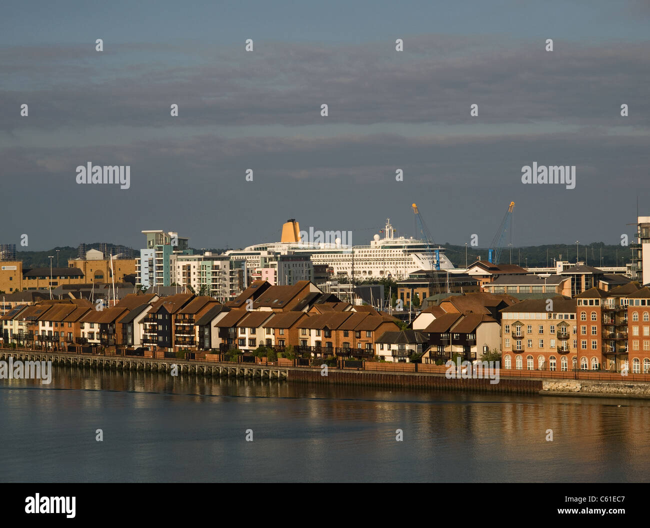View towards Ocean Village Marina on the River Itchen Southampton ...