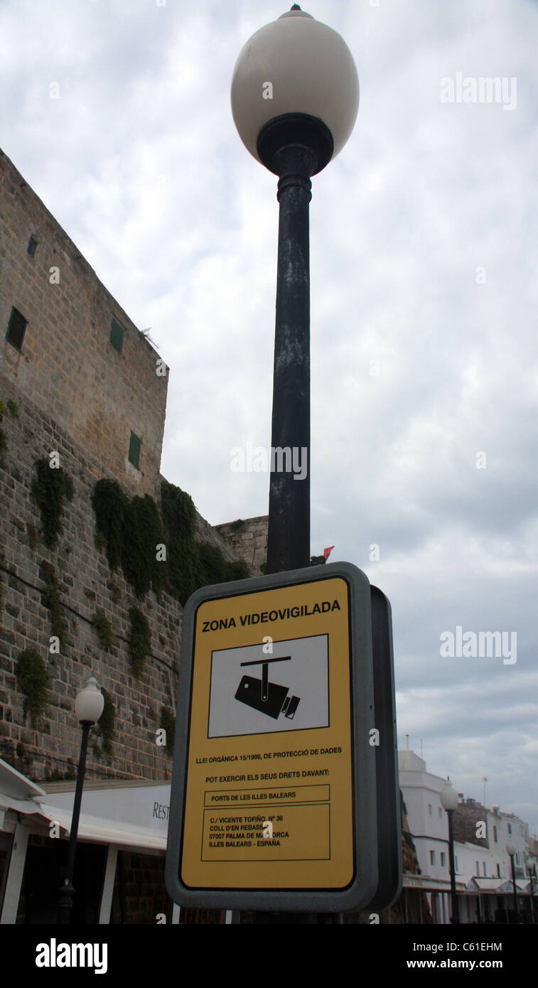 A security sign in Menorca Stock Photo - Alamy