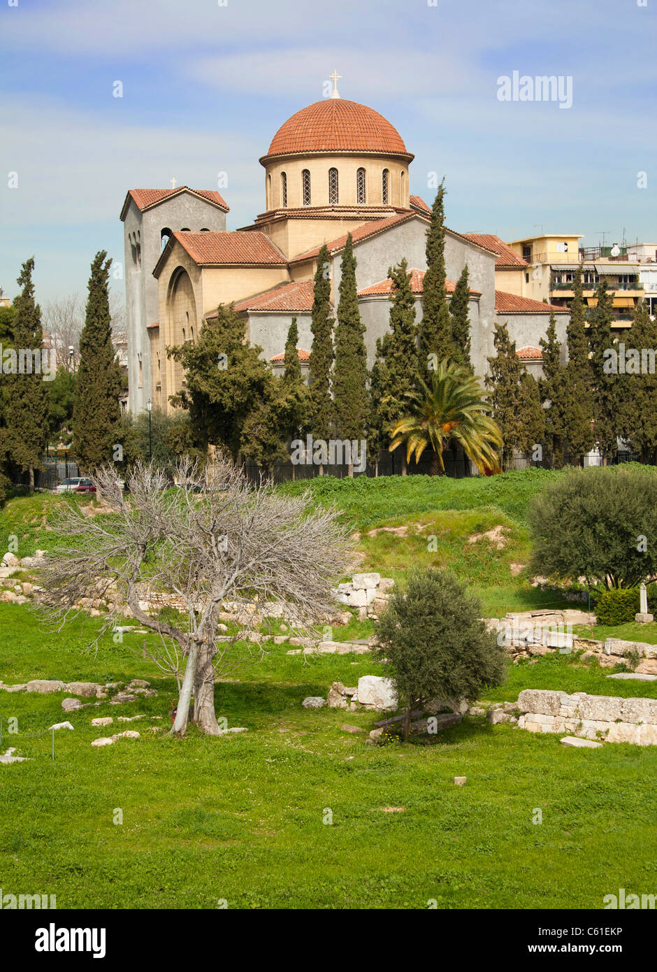 Holy Trinity Church and remains of ancient cemetery in Athens (Greece ...