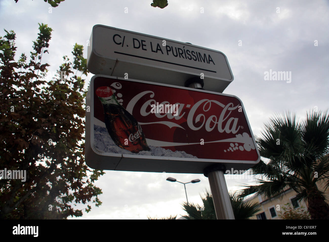 A Coca Cola sign in Menorca Stock Photo - Alamy