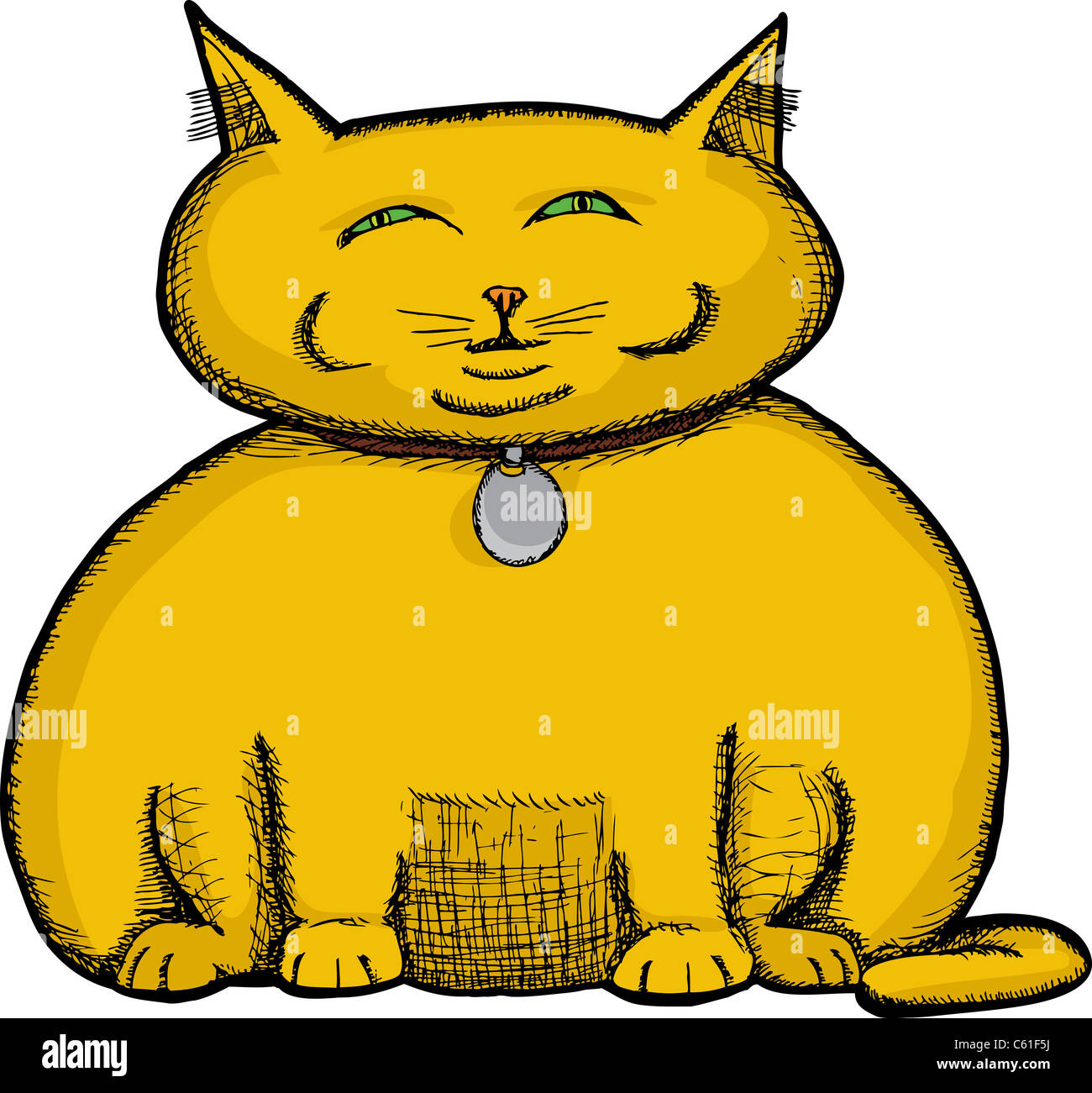 Isolated fat cat illustration about greed and selfishness Stock Photo ...