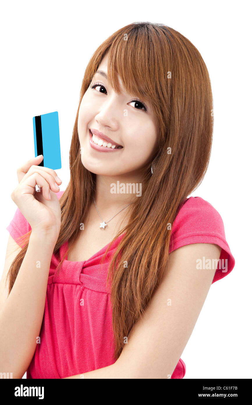 smiling asian girl holding credit card Stock Photo - Alamy smiling asian girl holding credit card Stock Photo - Alamy