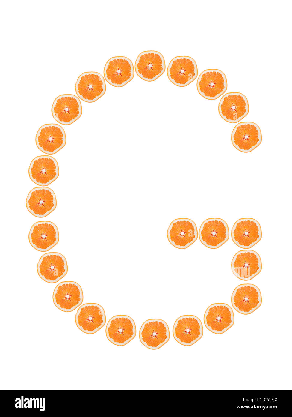 Letter "G" from orange slices isolated on white background Stock Photo ...