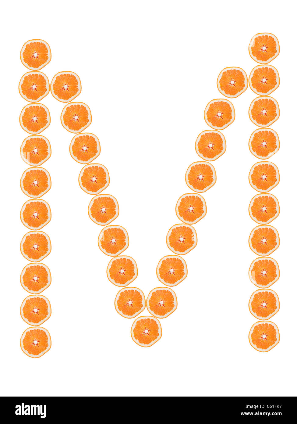 Letter "M" from orange slices isolated on white background Stock Photo ...
