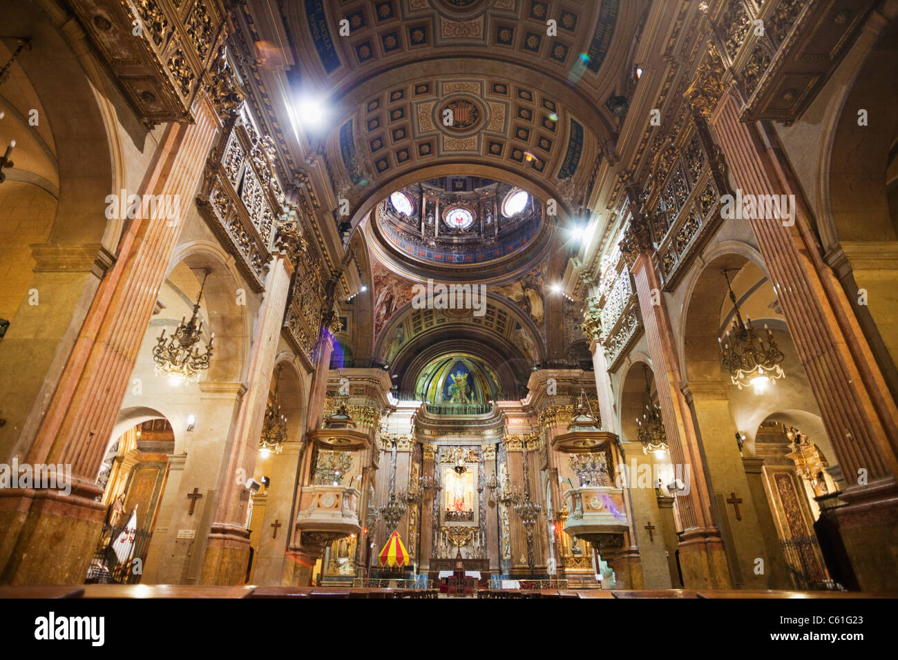 Spain, Barcelona, The Gothic Quarter, Basilica of Our Lady of Mercy ...