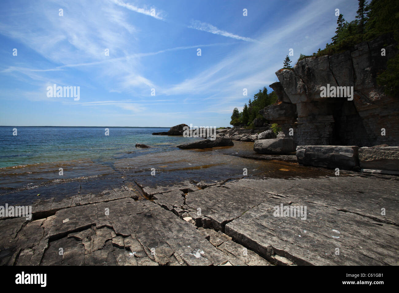 Rock formation in Flowerpot island, Tobermory, Georgian bay, Ontario ...