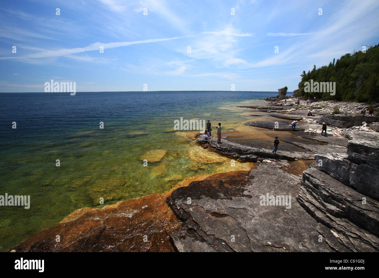Rock formation and shoreline in Tobermory, Georgian bay, Ontario ...