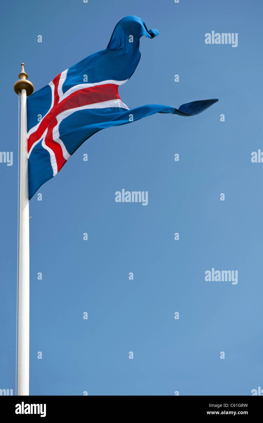 Waving flag of iceland hi-res stock photography and images - Alamy