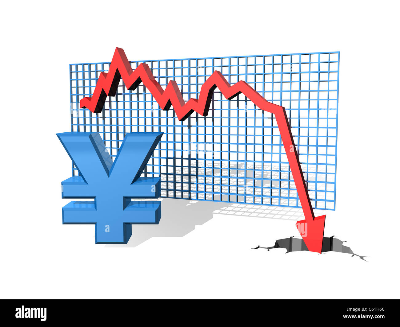 Graph showing the falling value of the Yen Stock Photo - Alamy