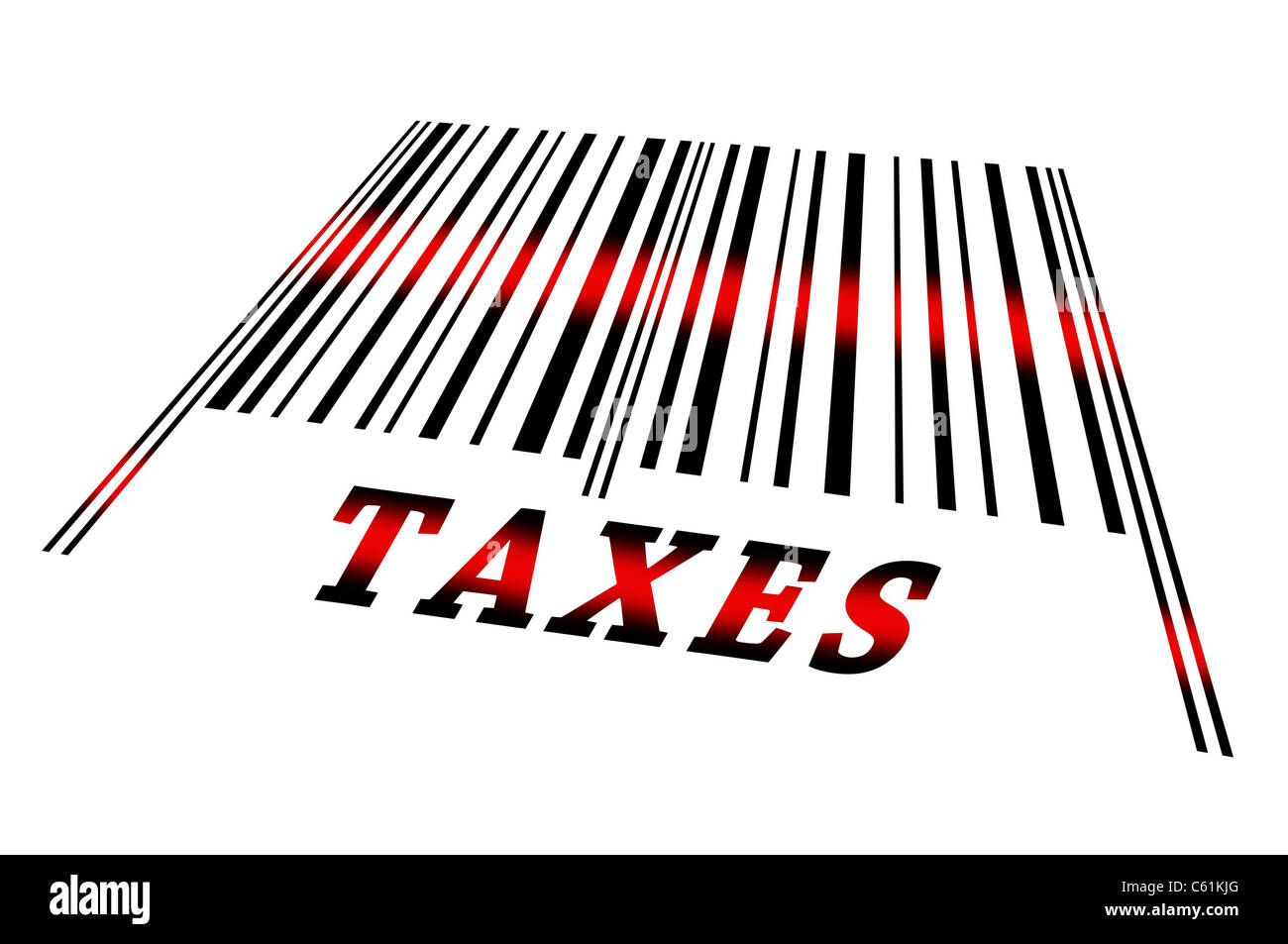 Taxes word on barcode scanned Stock Photo - Alamy