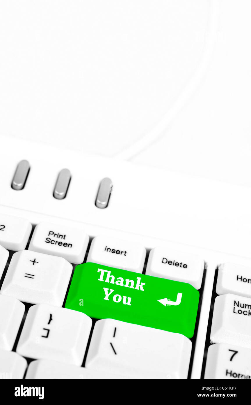 Computer keyboard with thank you key hi-res stock photography and ...
