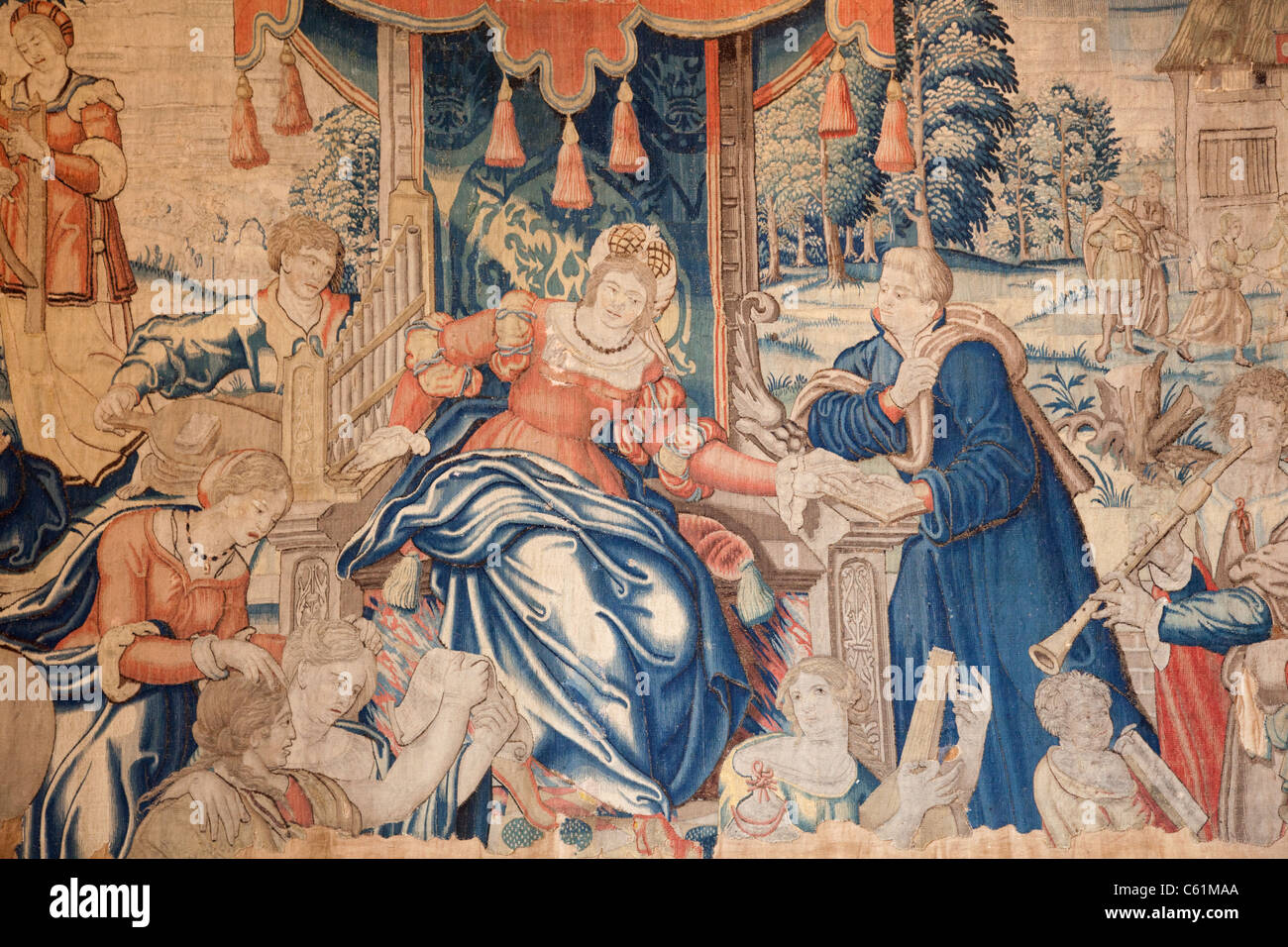 France, Indre-et-Loire, Loches, Loches Castle, The Royal Lodge, La Musica Tapestry Stock Photo ...