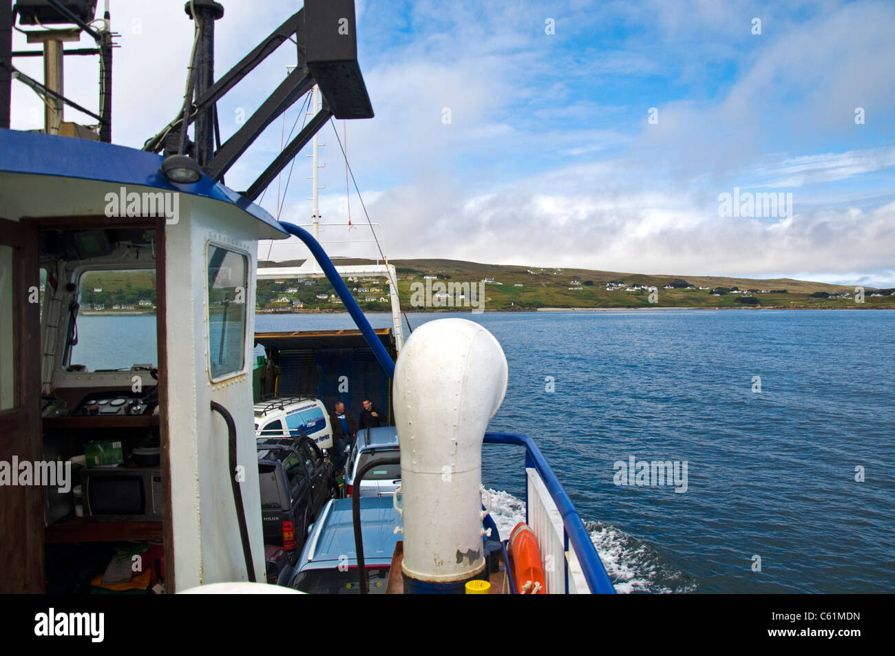 Arranmore Island car and passenger ferry approaches the Island Stock ...