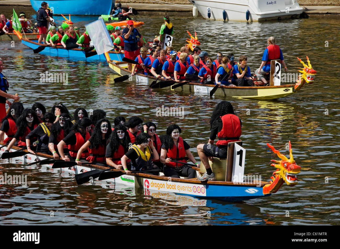 Teams getting ready to compete in the Dragon Boat Challenge for charity ...