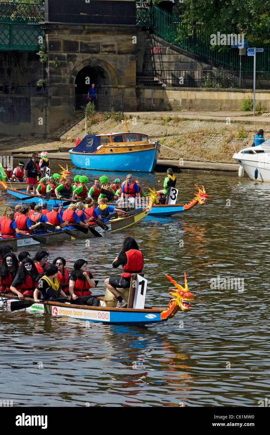 Boats getting ready to compete in the Dragon Boat Challenge charity ...