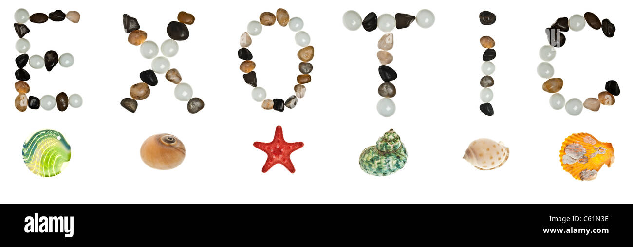 Sand word made sea objects hi-res stock photography and images - Alamy