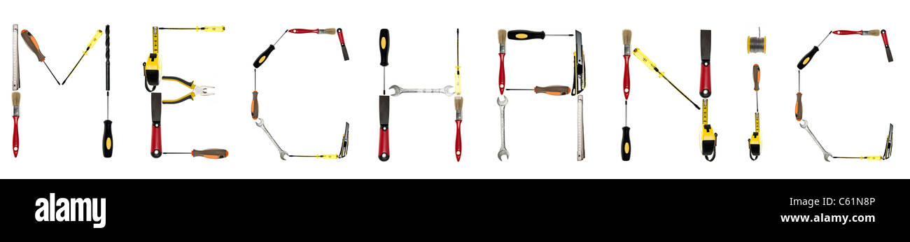 Mechanic word made of different hand tools Stock Photo - Alamy