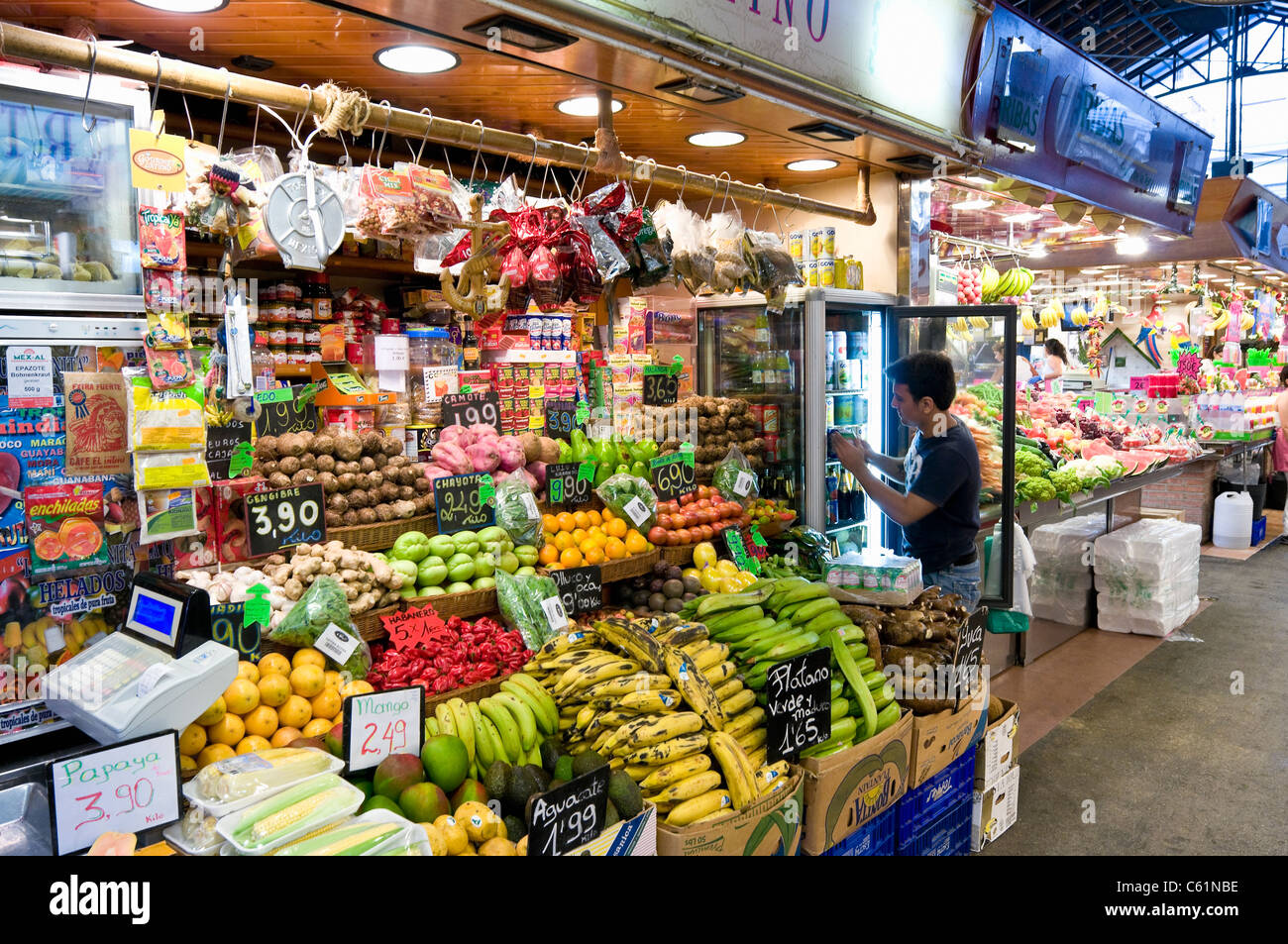 Market stall, La Boqueria, Barcelona, Spain Stock Photo - Alamy