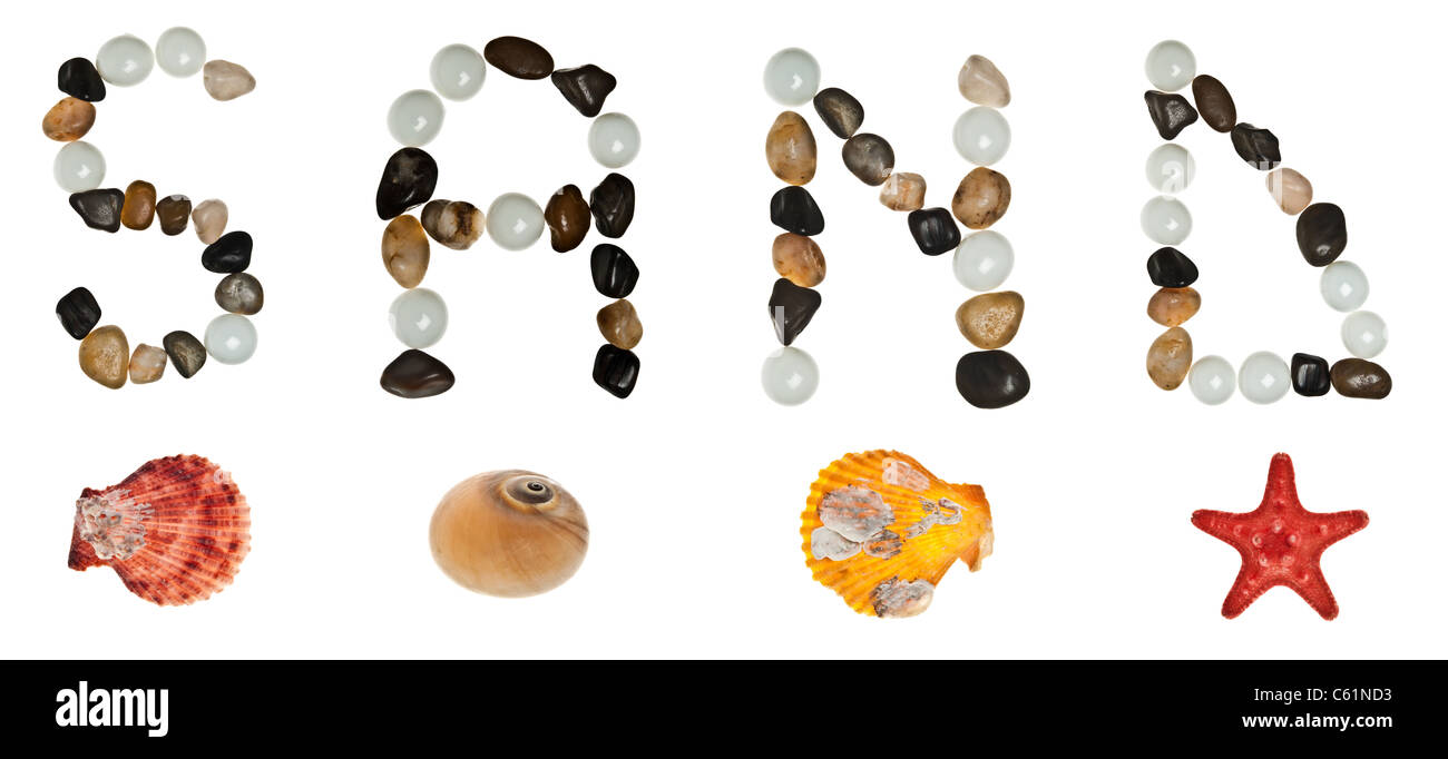 Sand word made sea objects hi-res stock photography and images - Alamy