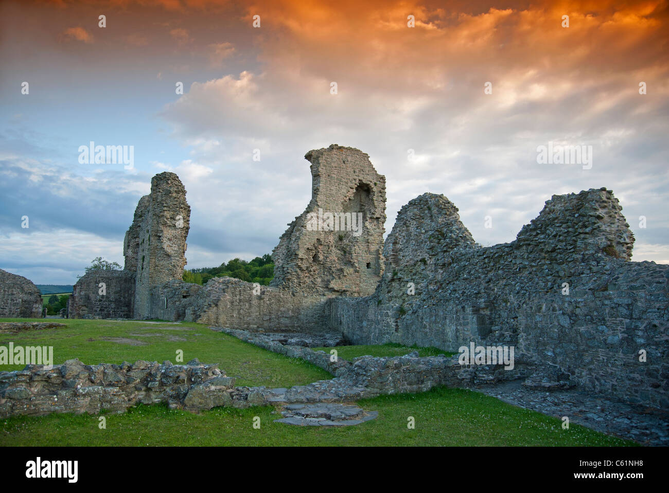 13th Century Montgomery Castle ruins, Castle Hill, Powys, Mid Wales ...