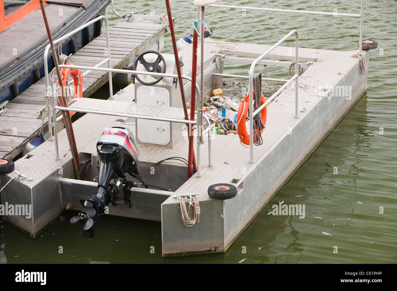A litter collecting vessel in Preston Docks, Lancashire, UK Stock Photo ...
