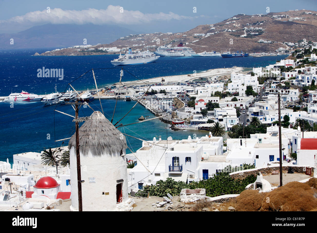 Mykonos windmill skyline hi-res stock photography and images - Alamy