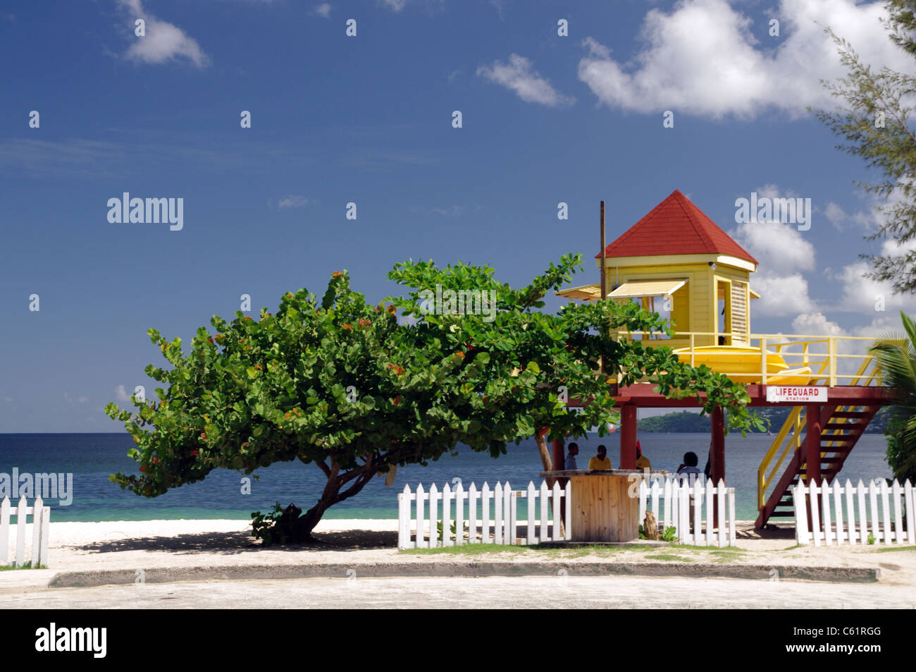 Colorful Lifeguard tower in Grenada Stock Photo - Alamy