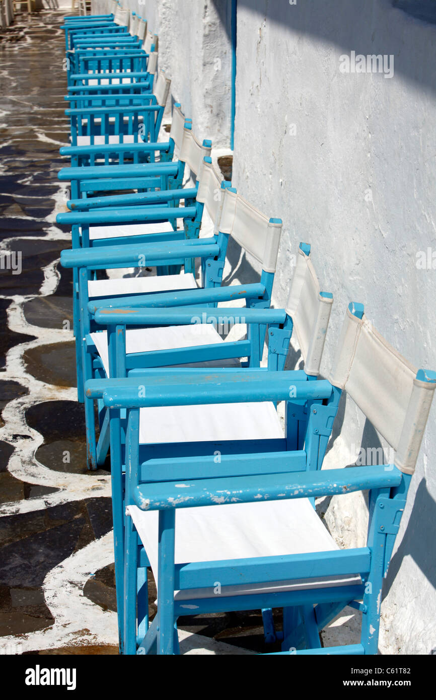 Old town, typical white and blue colors, Mediterranean island Mykonos ...