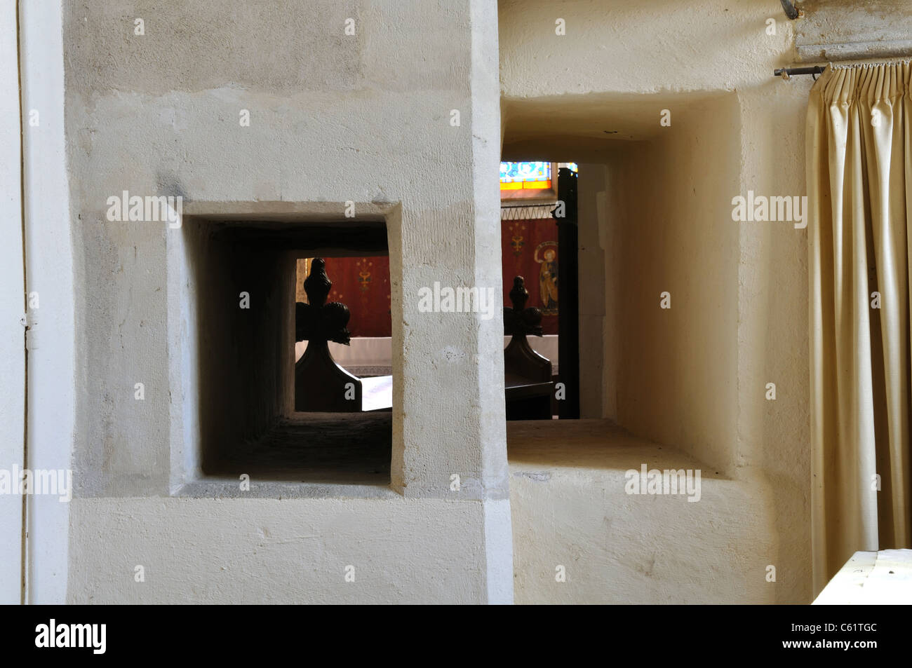 Two squints in St. Peter`s Church, Great Haseley, Oxfordshire, England ...