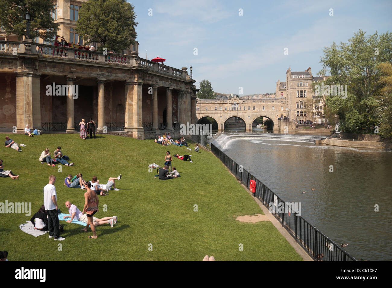 People enjoying the warm spring weather (Apr 2011) in Parade Gardens ...