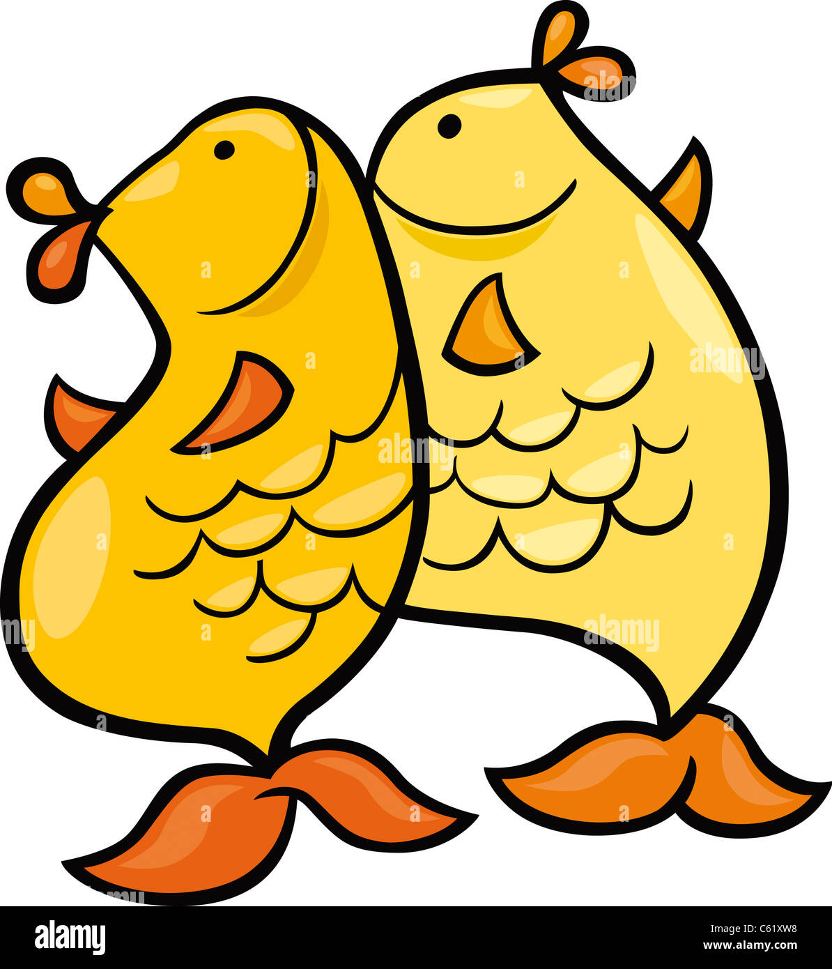 cartoon Illustration of pisces zodiac sign Stock Photo - Alamy