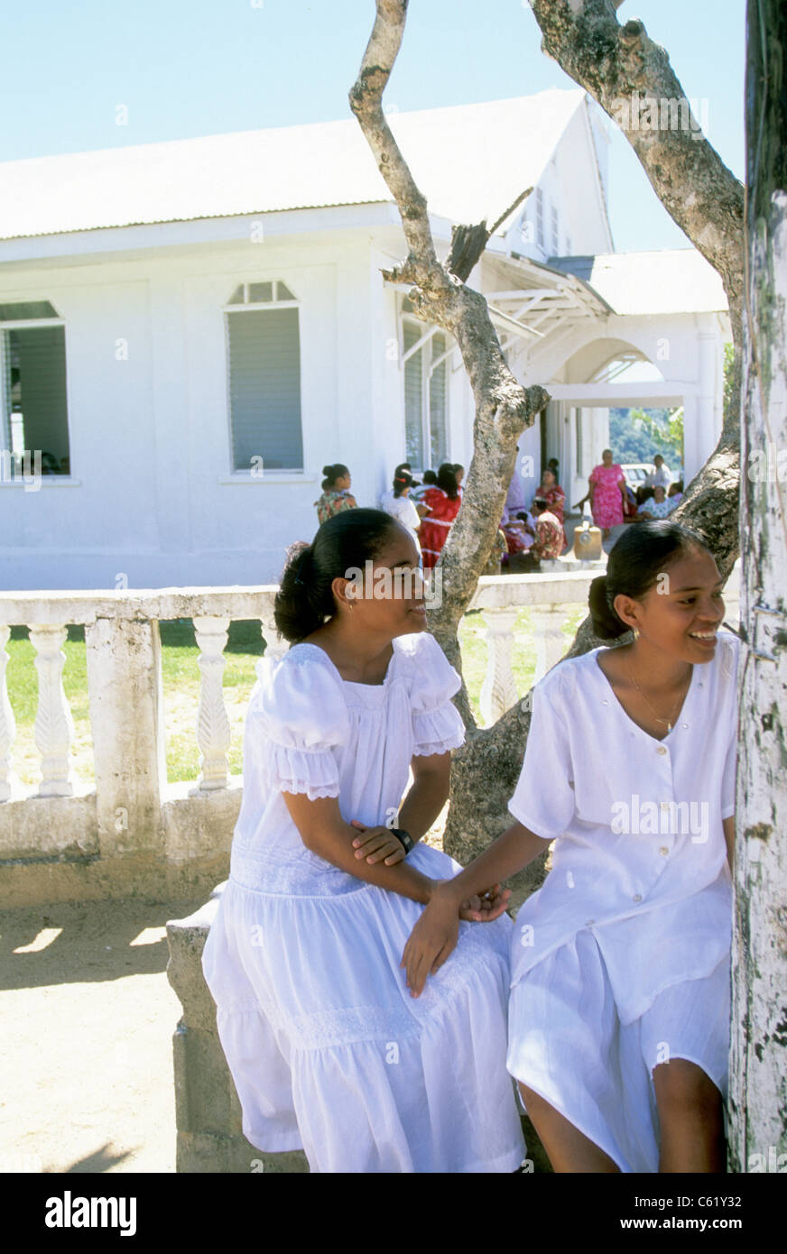 Women at church, Kosrae, FSM, Micronesia Stock Photo - Alamy