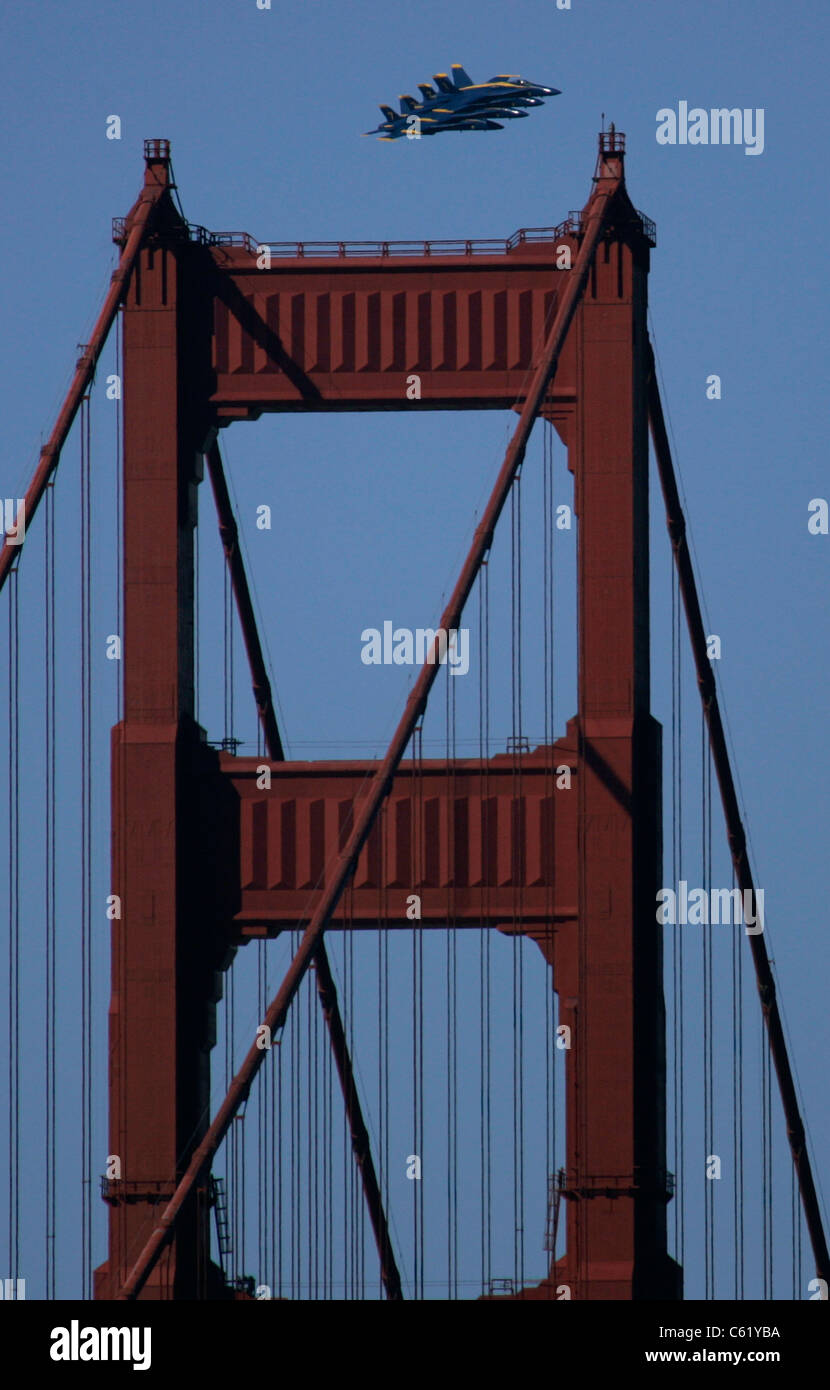 Blue Angels fly past Golden Gate Bridge Stock Photo - Alamy